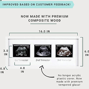 BabySquad Trimester Ultrasound and Sonogram Progression Photo Frame, EXTRA LARGE SIZE, Shatter Resistant Tempered Glass,16.5 x 6.5 INCHES, Bonus Matte Insert, Sawtooth Hanger + Kickstand Stand