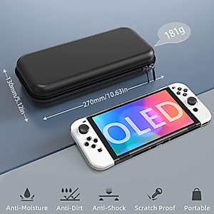HEYSTOP Case for Nintendo Switch OLED Model, Protection for Switch OLED Switch Case OLED Kit Accessories Cover for Nintendo Switch OLED with Tempered Glass Screen and Thumb Covers Grips