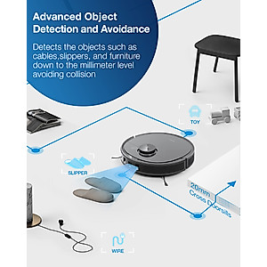 Ecovacs Deebot T8 Robot Vacuum and Mop Cleaner, Precise Laser Navigation, Multi-floor Mapping, Intelligent Object Avoidance, Full-customize clean, No-go and No-mop Zones, Auto-empty Station Compatible