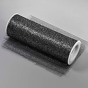 Expo International Decorative Glitter Tulle, Roll/Spool of 6 Inches X 10 Yards, Polyester-Made Tulle Fabric, Glittery Finish, Versatile, Easy-to-Use, Silver