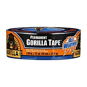 Gorilla All Weather Outdoor Waterproof Duct Tape, UV and Temperature Resistant, 1.88" x 25 yd, Black, (Pack of 6)
