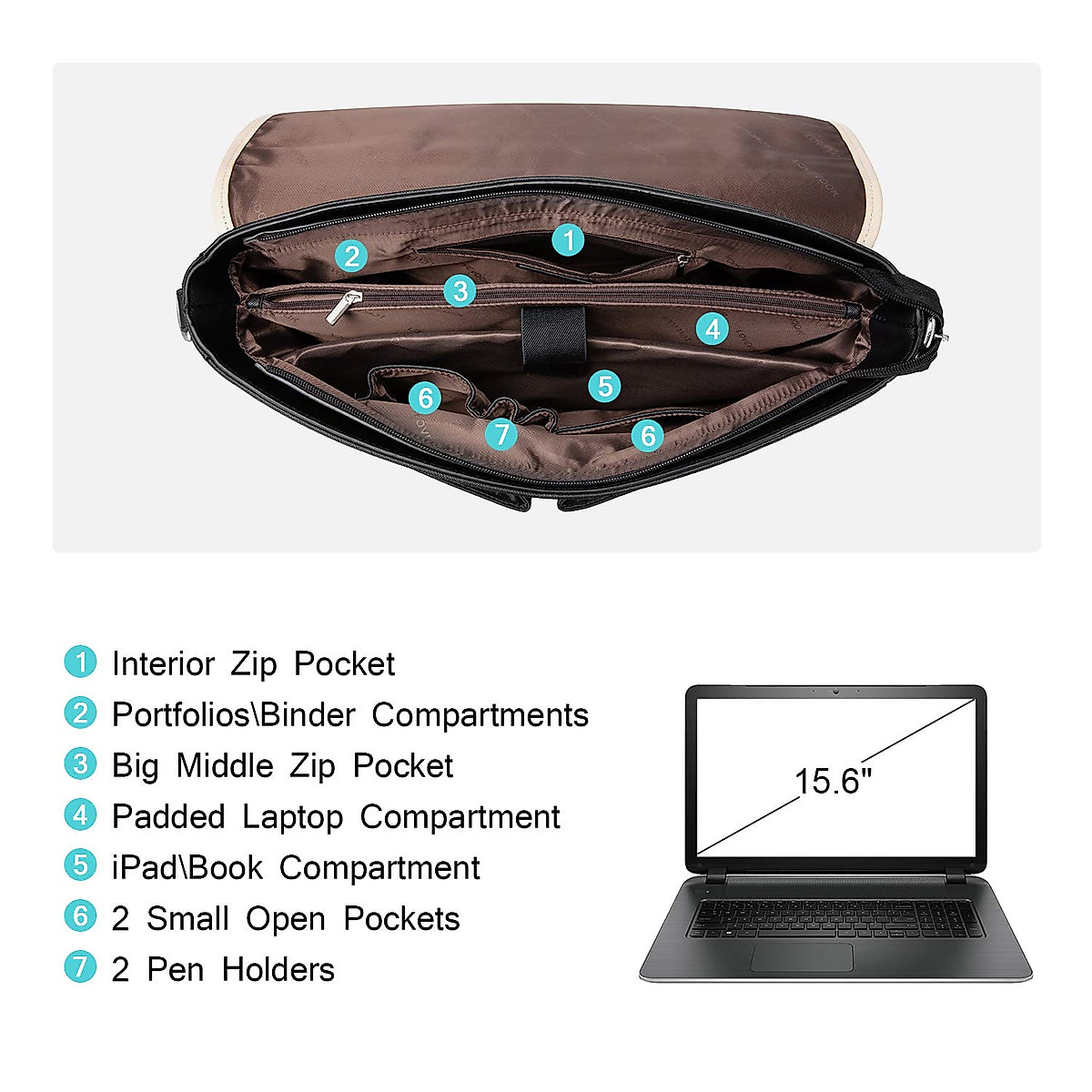 LOVEVOOK Laptop Bag for Women 15.6 inch,Leather Messenger Bag for Women,Large Waterproof Laptop Tote Computer Work Teacher College Bag Bookbag,Cute Womens Briefcase Satchel Purse Handbag Shoulder Bag