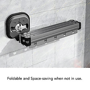 Yctze Wall Mounted Clothes Drying Rack, Retractable Laundry Drying Rack Space Saving Laundry Hanger Dryer Rack with Suction Cup for Bedroom Balcony Bathroom, Gray (Tri Fold