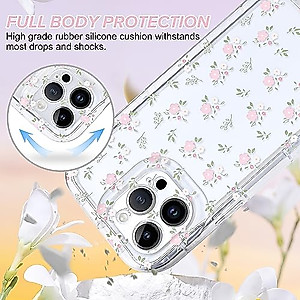 Newseego for iPhone 14 Pro Max Case, Cute Colorful Flower Clear Case with Lovely Flower Bracelet Chain for Women Girls Soft TPU Bumper Shockproof Protective Case Cover for iPhone 14 Pro Max-Pink White