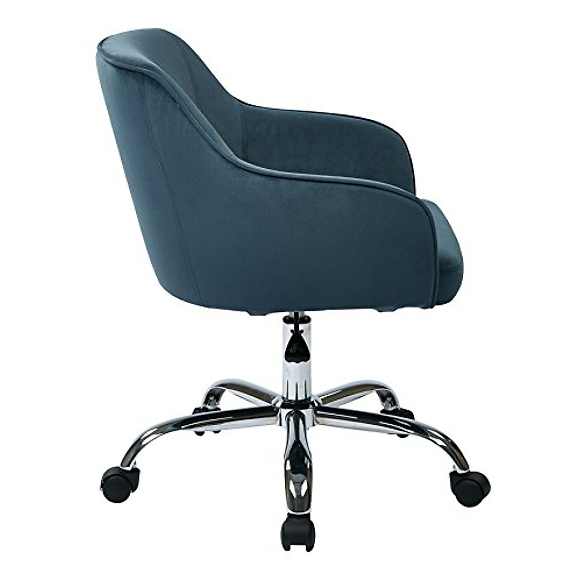OSP Home Furnishings Bristol Adjustable Extra Plush Swivel Home Office Task Chair with Polished Chrome Base, Atlantic Blue Velvet