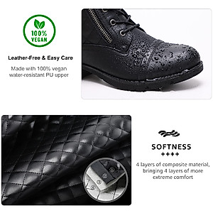 STQ Womens Military Zip Winter Fashion Combat Ankle Boot Black 7.5