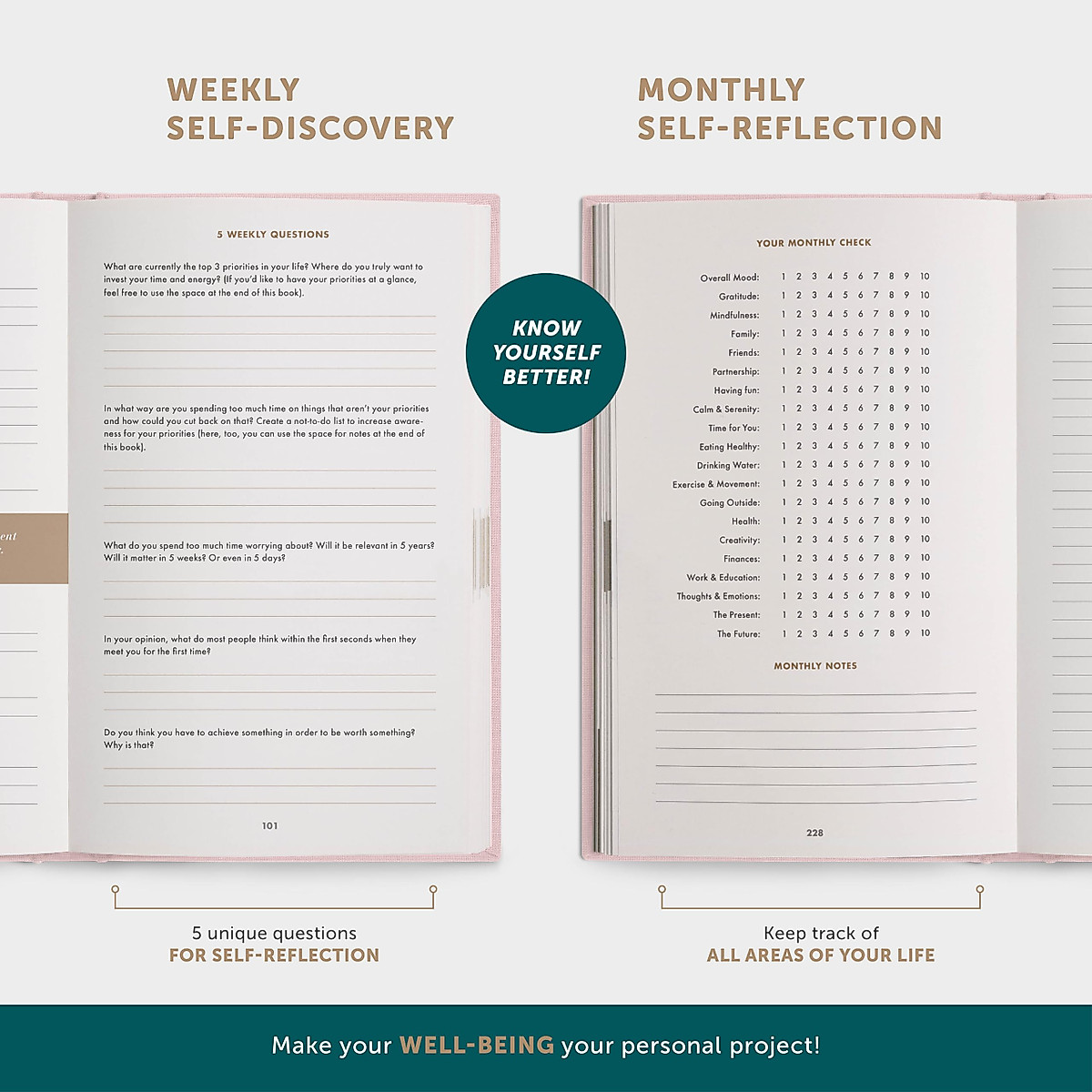 The 6-Minute Diary - Gratitude Journal with prompts - 3 million users - Self Care Journal for more Happiness & Mindfulness - 5 to 6 Minutes a day - guided Daily Journal for Women and Men (pink)