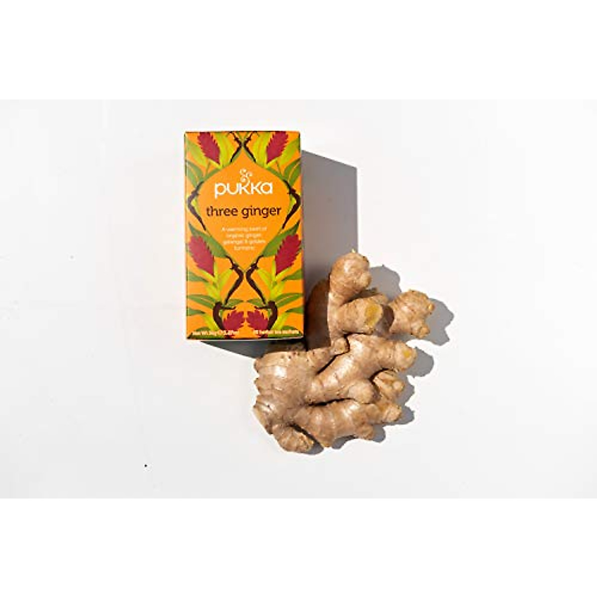 Pukka Three Ginger, Organic Herbal Tea With Turmeric & Galangal, Perfect for After Meals, 20 Count (3 Pack)
