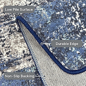 BEIMO 8X10 Area Rugs for Living Room Bedroom, Modern Abstract Blue Print Indoor Machine Washable Area Rug, Distressed Throw Non Slip Backing Runner Rug for Hallway Entryway
