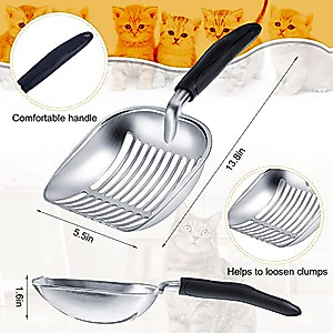 2 Set Stainless Steel Litter Box for Cat with 2 Pcs Cat Litter Scoops 15 Pcs Non Slip Rubber Feet Non Stick Smooth Bunny Litter Box High Sided Litter Box Litter Scooper with Holder (24 x 16 x 8 In)