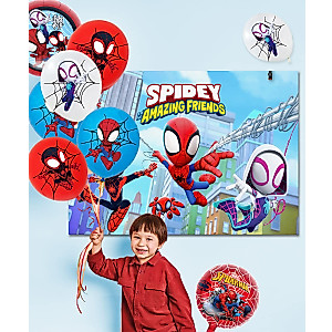 203PCS Birthday Party Supplies and Decorations for Kids, Serves 10 Guests with Backdrop, Banner, Invitation Cards, Cake Topper, Foil Balloon, Swirls, Balloons, Stickers, Tableware