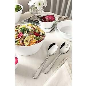DANIALLI 10 Piece Serving Set, 18 10 Stainless Steel Hostess Set, Slotted Serving Spoon, Serving Spoon, Salad Serving Spoon/Fork, Butter Knife, Fidenza Hammered Set, Dishwasher Safe (Mirror Polished)