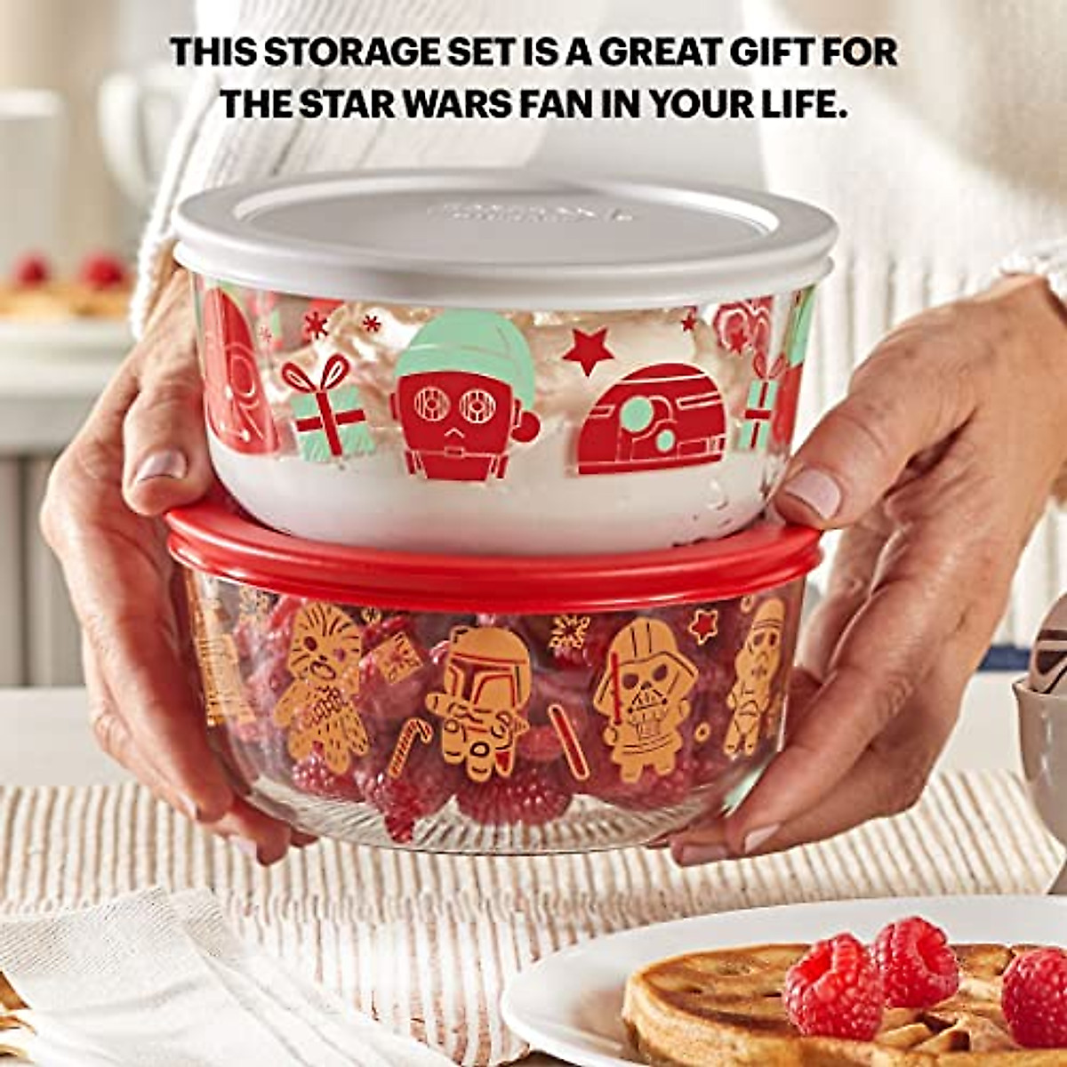 Pyrex Star Wars 8-piece Round Decorated Glass Storage Holiday Set