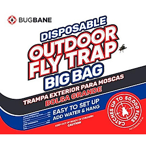 Outdoor Fly Traps. 2 Natural Pre-Baited Fly Bags - Disposable Big Bag Fly Trap Bag Fly Catchers. Stable Horse Ranch Fly Trap. Disposable Outdoor Hanging Fly Killer