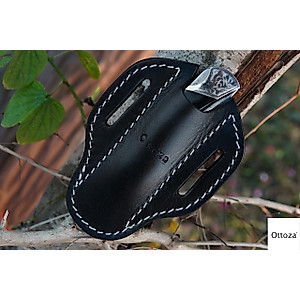 Ottoza Leather Knife Sheath for Belt Vertical Knife Sheath 5" Leather Pocket Knife Sheath Leather Folding Knife Sheath 5 inch Knife Sheath Pocket Knife Holster Pocket Knife Holder TOP Grain Leather No:70