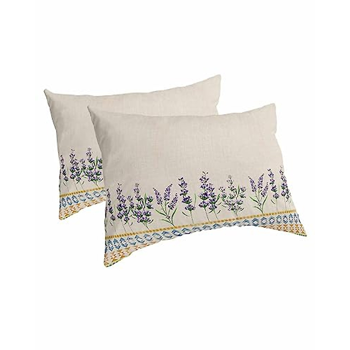 Edwiinsa Boho Flower Pillow Covers Standard Size Set of 2 20x26 Bed Pillow, Spring Floral Purple Modern Geometric Plush Soft Comfort for Hair/Skin Cooling Pillowcases with Envelop Closure