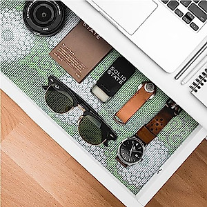 RAY STAR Shelf Liner, Non-Adhesive Refrigerator Liners for Shelves Washable 12 * 120 inch, Vinyl Shelf Drawer Liner Non-Slip Bathroom Cabinet Liner for Kitchen/Storage/Desks (Green Circle)