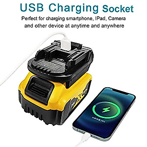 ZLWAWAOL DM18M Battery Adapter with USB Charging Socket for Dewalt 20V & Milwaukee 18V M18 Lithium Battery Convert to Makita 18V Battery BL1830 BL1840 BL1850