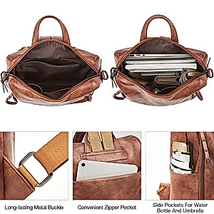 FOXLOVER Leather Backpack Purse for Women Fashion Shoulder Book Bag Convertible Travel Rucksack with Designer Zipper (Brown)