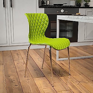 Flash Furniture 4 Pack Lowell Contemporary Design Citrus Green Plastic Stack Chair