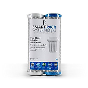 Dual Stage Drinking Water Replacement Filter Set, Standard 10", Filters Sediment, VOC, Mercury, Lead, Cysts