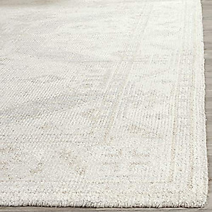 SAFAVIEH Maharaja Collection Accent Rug - 4' x 6', Beige & Blue, Hand-Knotted Traditional Viscose, Ideal for High Traffic Areas in Entryway, Living Room, Bedroom (MHJ442A)