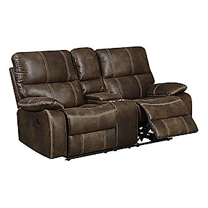 Madrona Burke Zoey Chocolate Brown Power Loveseat with Dual Recliners, Hidden Storage, and USB Charging Station