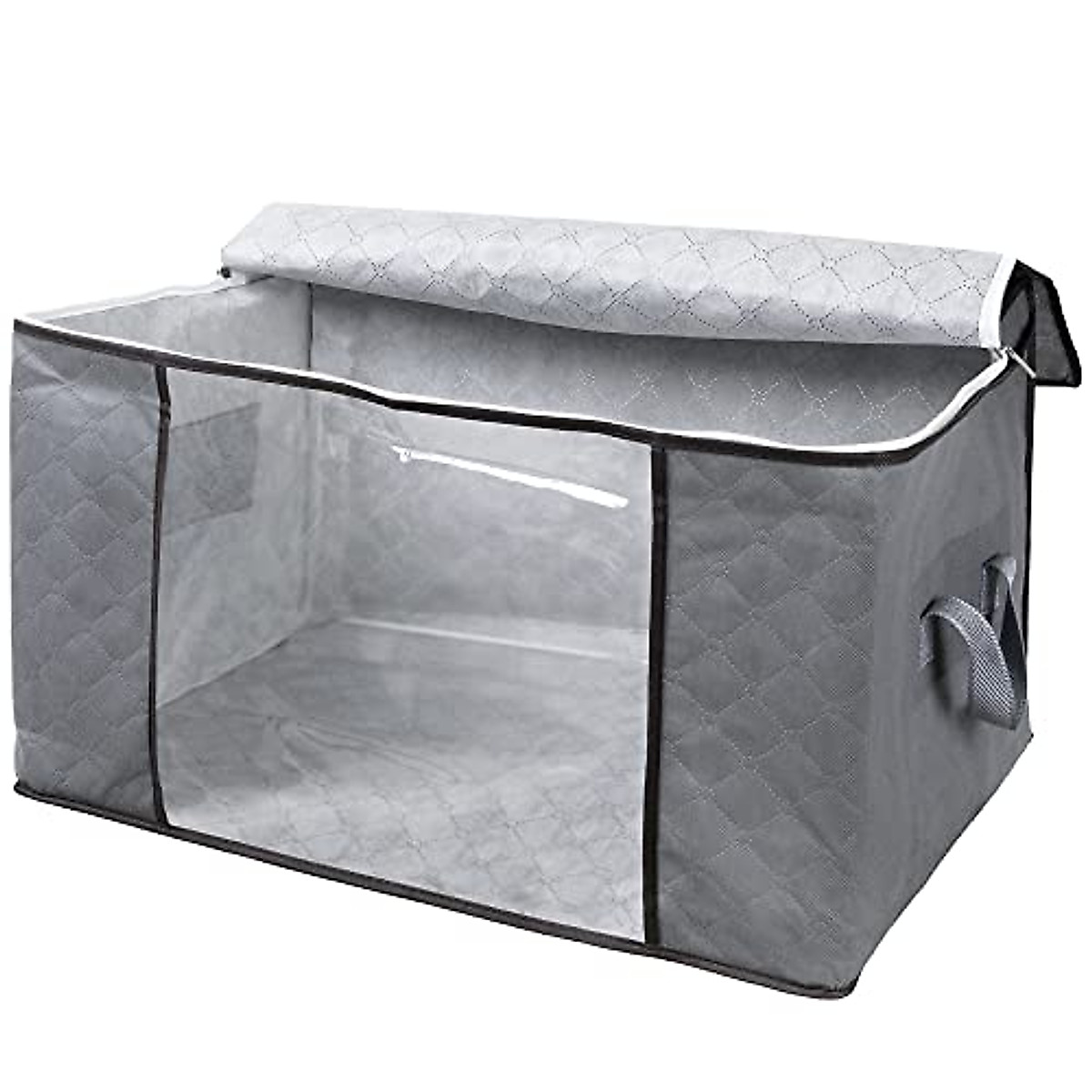 losensild 90L Large Storage Bags Clothes Storage Foldable Blanket Storage Bags Foldable Closet Organizer Under Bed Storage Bags with Reinforced Handle and Clear Window for Organizing (L-24 x 16 x 13)