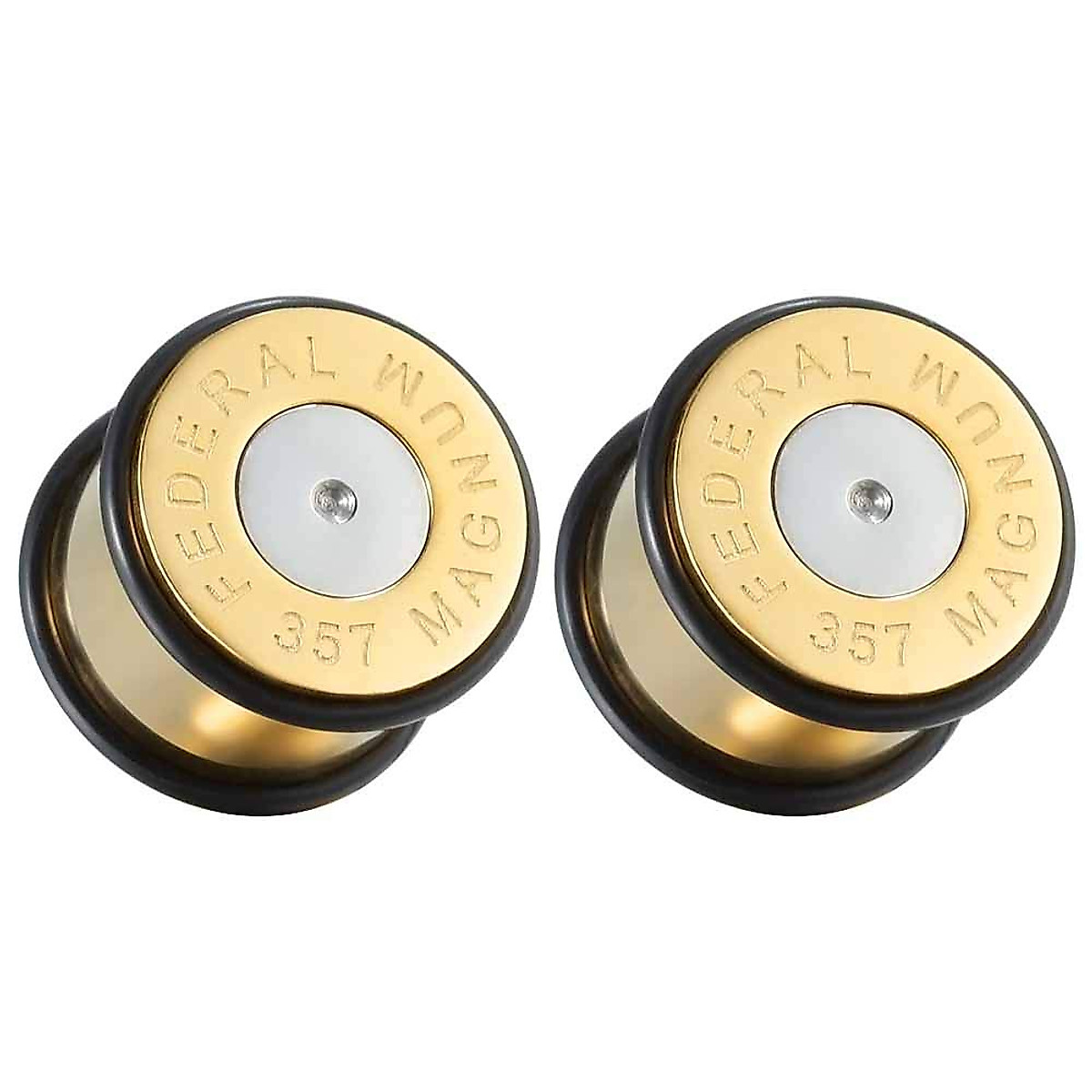 COOEAR Surgical Steel Plugs Ear Gauges Piercing Earrings Bar Style With Two O-rings Stretchers Expander Size 2g(6mm) to 5/8"(16mm)