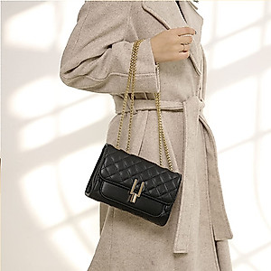 YXBQueen Designer Crossbody Bags for Women Quilted Handbag lattice Bag small Black Purses with Gold Chain strap