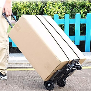 Generic Aluminum Alloy Folding Cart Adjustable Hand Truck Dolly Hand Trunk Cart Mini Luggage Cart with Wheels for Carry Boxes, 1 pc, Black