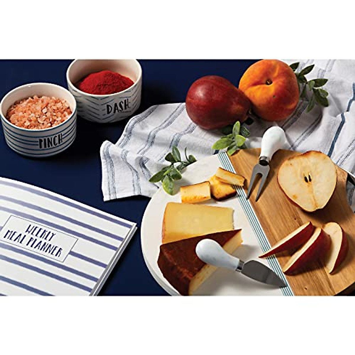 C.R Gibson QSBW-24018 Marble and Wood Charcuterie Board Serving Tray, 11.8'' D, Multicolor