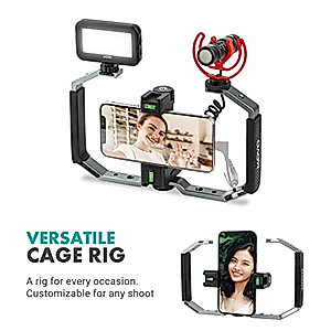 Movo SPR/CR-5 Metal Cage Rig Stabilizer for Mirrorless Camera, DSLR, Smartphone - Dual-Grip Handheld Camera Rig - Two Hand Stabilizer for Video and Film Shoots, Sports Videography, Vlogging, and More