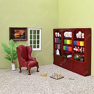 iLAND Miniature Dollhouse Accessories for Dollhouse Furniture on 1:12 Scale, Dollhouse Frames w/Printed Classic Paintings Set (4 Dark Brass Frames & Pictures)