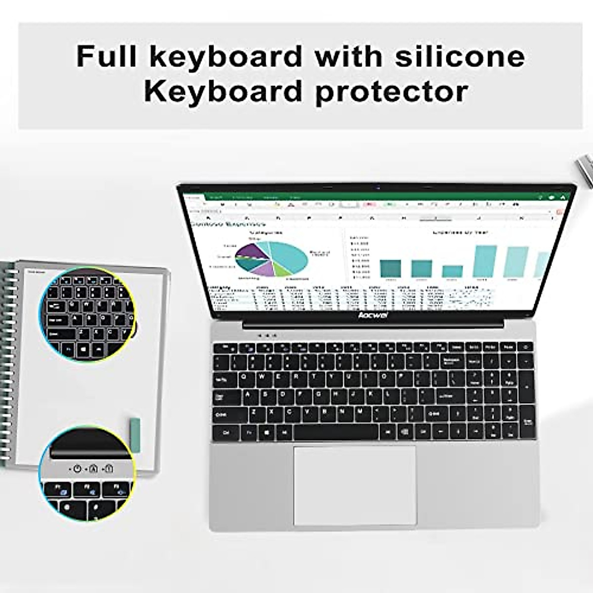 Ruzava/Aocwei 15.6" Laptop 6GB DDR4 128GB SSD Intel J4105 (Up to 2.5Ghz) 4-Core Win 10 PC 1920x1080 FHD Dual WiFi BT 4.2 Support 1TB SSD Expand with Wireless Mouse for Business-Silver