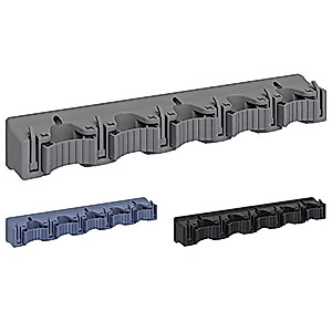 MABEL HOME Mop and Broom Holder, 5 Auto Adjust Slots, 6 Hooks, Easy Install Wall Mount, Tools Hanger for Kitchen, Garden, Garage, Laundry Room, Office, Holds up to 45 Lbs (Grey)