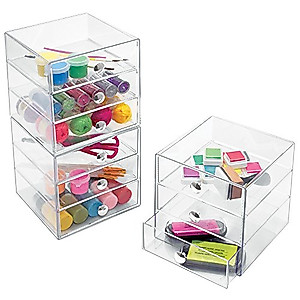 iDesign BPA-Free Plastic 3-Drawer Vanity Organizer - 6.5" x 6.5" x 6.5", Clear