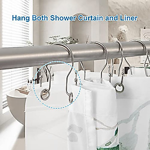 24 Pack Double Shower Curtain Hooks Rings, TENOVEL Double Sided Shower Curtain Hooks Rust Proof for Shower Curtain, Stainless Steel Bathroom Shower Hangers Rings for Shower Rods, Brushed Nickel