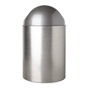 Umbra Mezzo, 2.5 Gallon Trash Can with Lid, Ideal For Small Spaces, Home and Office, Brushed Silver