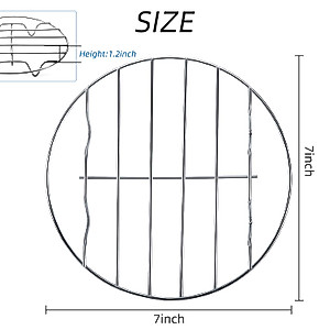 3 Pieces Air Fryer Rack Cooking Steaming Cooling Racks Kitchen Multi-Purpose 304 Stainless Steel Round Rack W Stand Holder Cookware for Air Fryer Pot Pressure Cooker Canning (7 Inch)