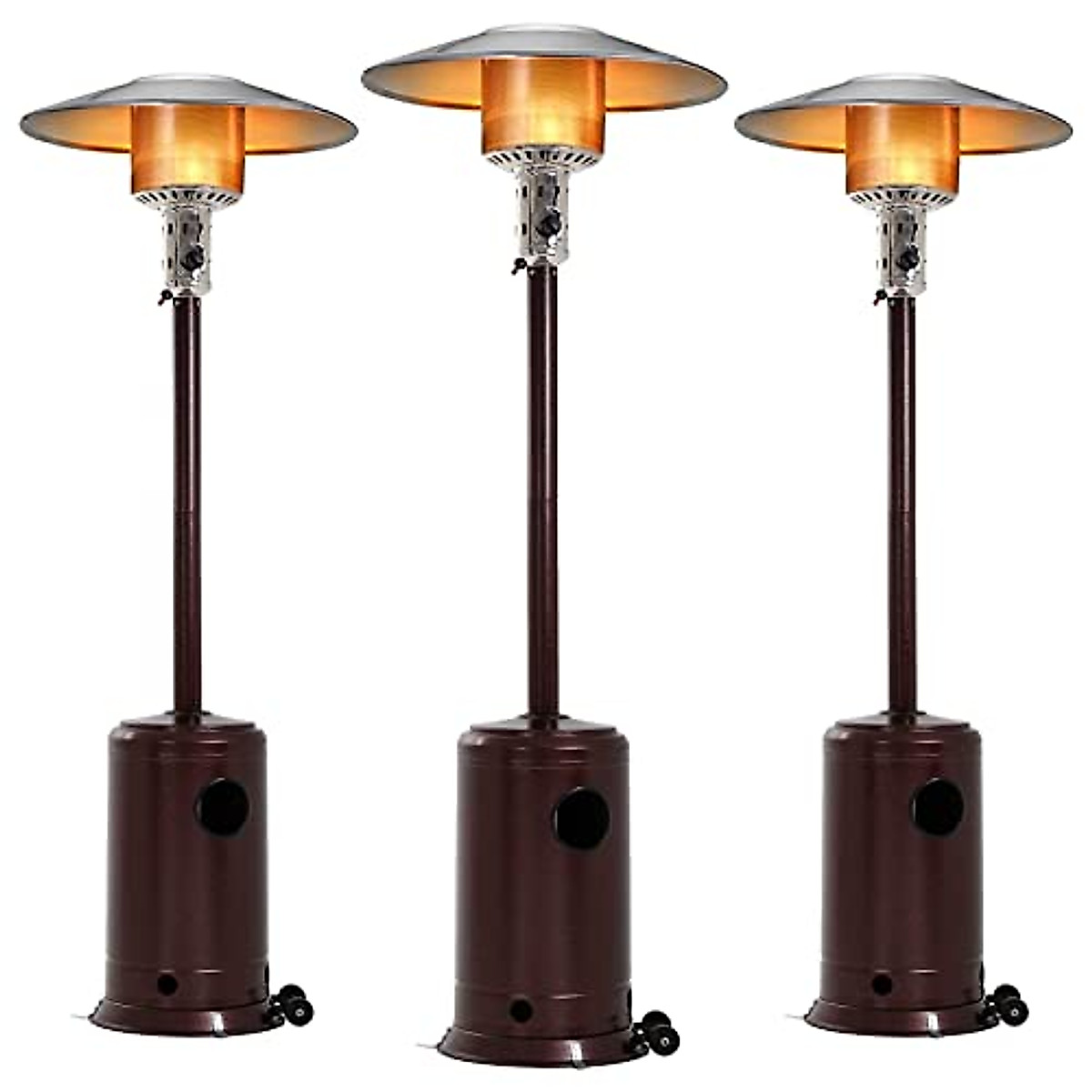 PIONOUS Powerful 41,000 BTU Patio Heater Tall Standing Hammered Finish Garden Outdoor Heater Propane Standing - 3 Set, Bronze
