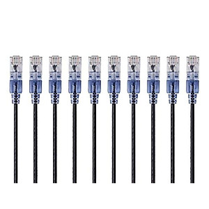 Monoprice Cat6A Ethernet Patch Cable - 7 Feet - Blue | Network Internet Cord - RJ45, 550Mhz, UTP, Pure Bare Copper Wire, 10G, 30AWG, 10-Pack - SlimRun Series