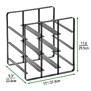 mDesign Metal Farmhouse Free-Standing Water Bottle and Wine Rack Storage Organizer for Kitchen Countertops, Pantry, Fridge - 3 Tiers, Holds 9 Bottles - Black