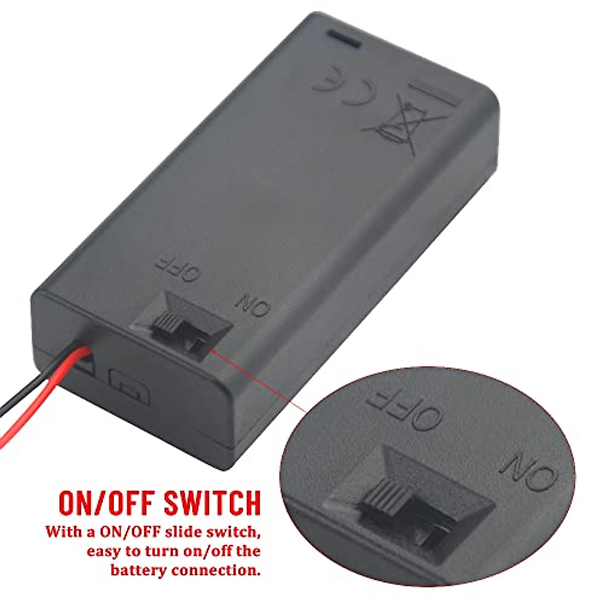 WMYCONGCONG 10 PCS 2X 1.5V AA Battery Holder Case Storage Box w/Wire Leads and ON/Off Switch