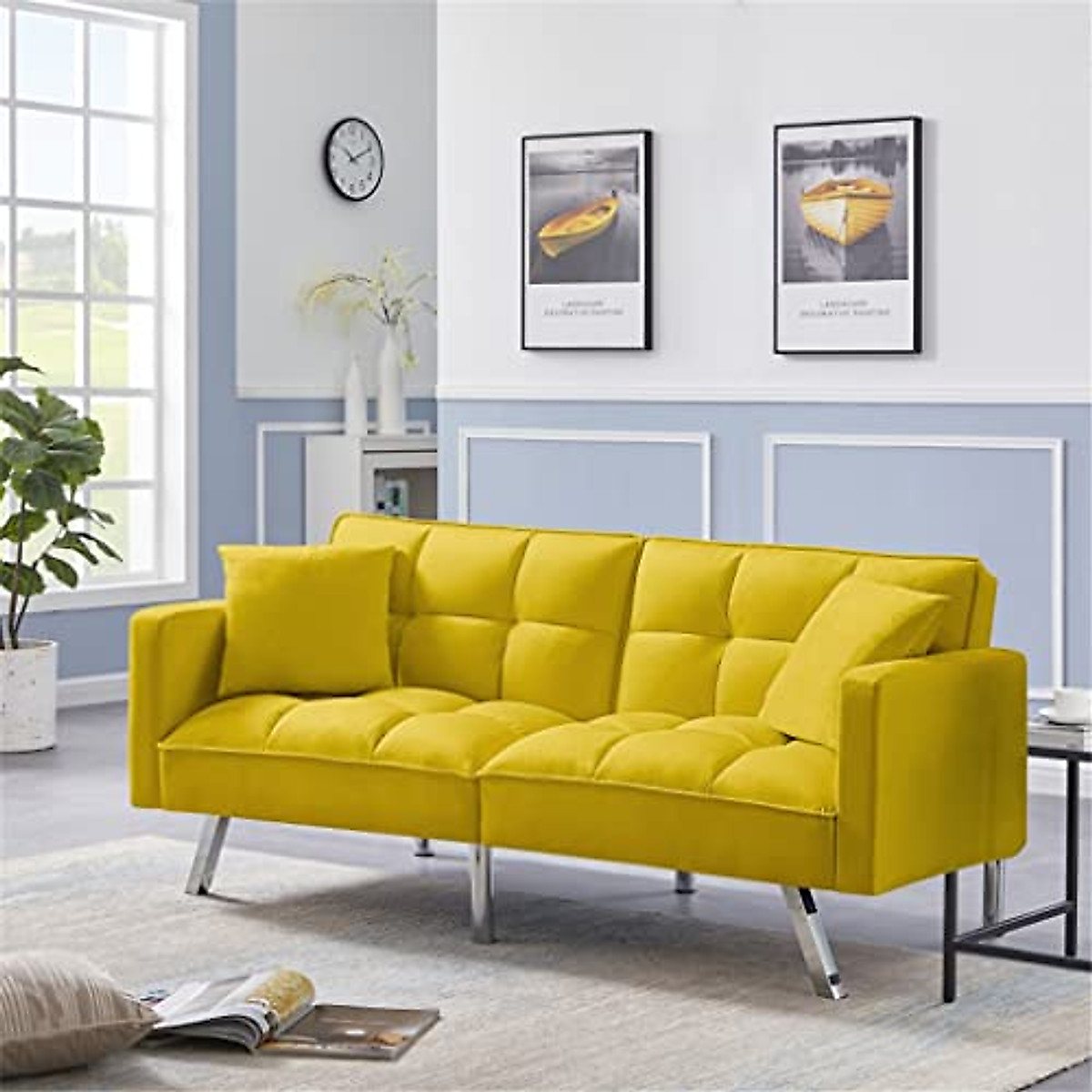 TBGFPO Futon Sofa Bed, Mid-Century Convertible Couch Loveseat Sleeper for Small Space,