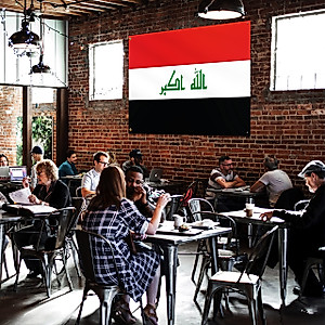 BannerBuzz Iraq Flag Knitted Fabric 90 GSM - Lightweight, Bright & Vivid Colors, Brass Grommets Use for Indoor-Outdoor Purpose (9' W X 6' H)