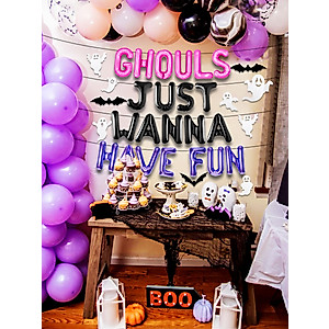 JeVenis Pink Ghouls Just Wanna Have Fun Banner Balloons Garland for Bachelorette Party Birthday Party Decorations