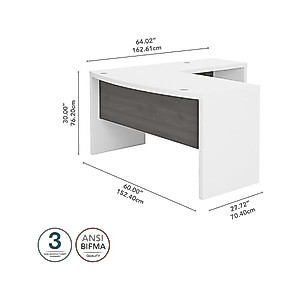 Bush Business Furniture Echo L Shaped Bow Front Office Desk in Pure White and Modern Gray, Modern Computer Table for Home or Professional Workspace