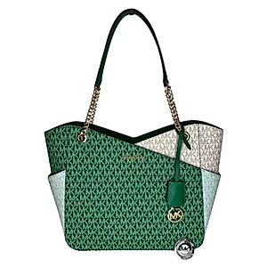 Michael Kors Jet Set Travel Large Chain Shoulder Tote bundled Purse Hook (Palmetto Green MK Colorblock)