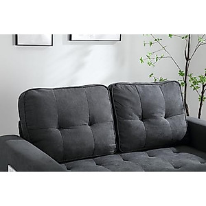 Eafurn Upgraded Convertible Sofa Bed Futon Couches, Button Tufted Velvet Folding Sleeper Loveseat Lounge Chaise, Foldable Floor Gaming Sofa&Couches for Living Room Office Small Places